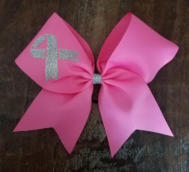 Cancer Awareness Cheer Bow/ Softball Bow / Dance Bow / Cancer Ribbon B ...